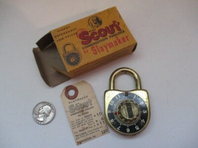 Vintage Slaymaker Scout Combination Lock w/ Original Paper Tag w/ Combo ...