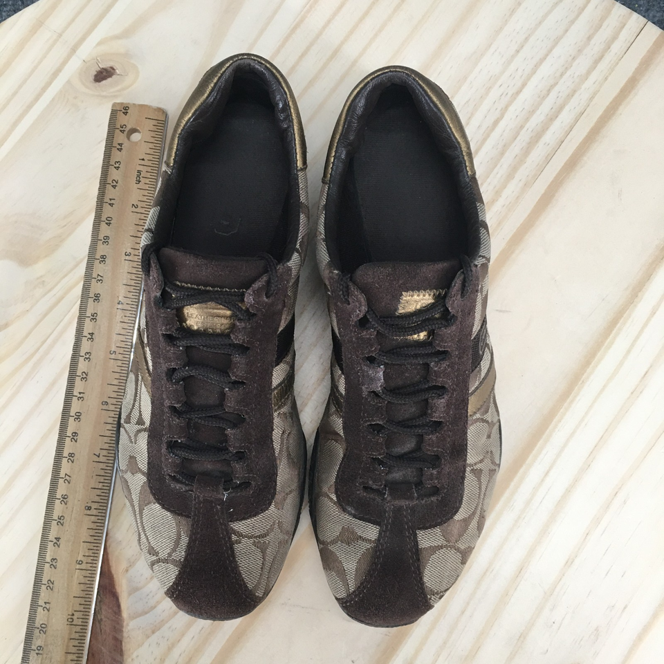 Coach Shoes Womens 9 M Katelyn Casual Low Top Sneakers Brown Suede Lace ...