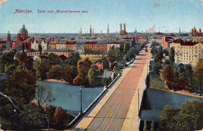L206 Germany 1916 Muenchen Munich Feldpost WWI View from Maximilianeum ...