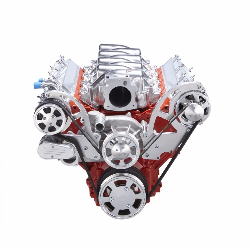 Polished Chevy LS Serpentine Kit for AC & Alternator - LS1 LS2 LS3 ...