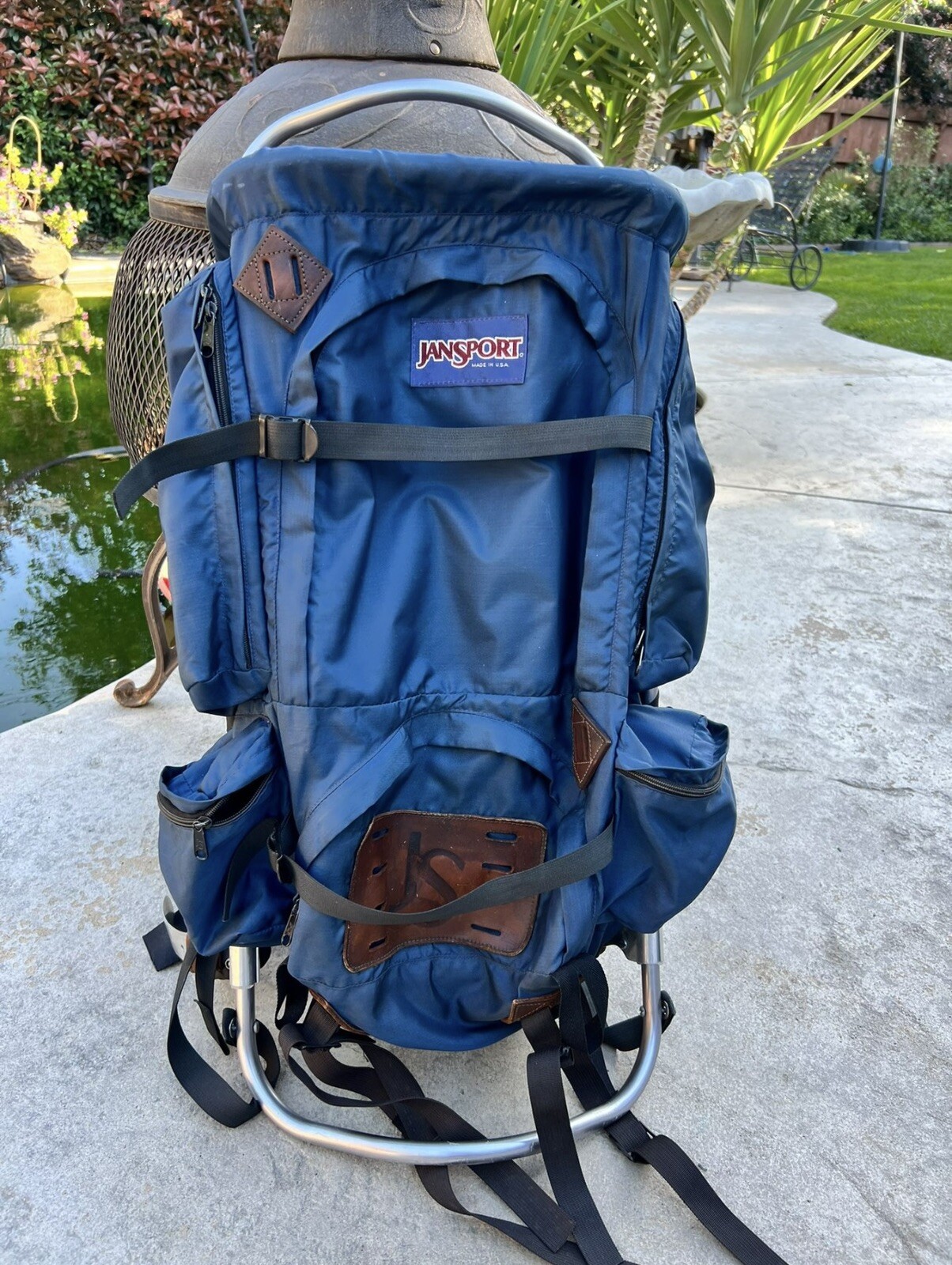 Jansport Hiking Backpack External Aluminum Frame Hip Wings Blue USA ...