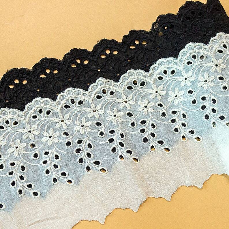 Cotton Flower Eyelet Embroidery Lace Trim Scallop Border Trim DIY ...