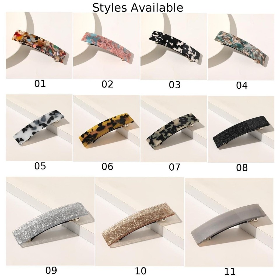 Vibrant Rectangle Hair Clips with Unique Marbled Colors for Stylish ...