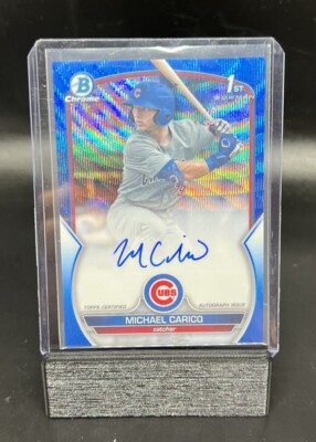2023 Bowman Draft MICHAEL CARICO Chrome 1st Bowman Blue Wave Auto 90/ ...