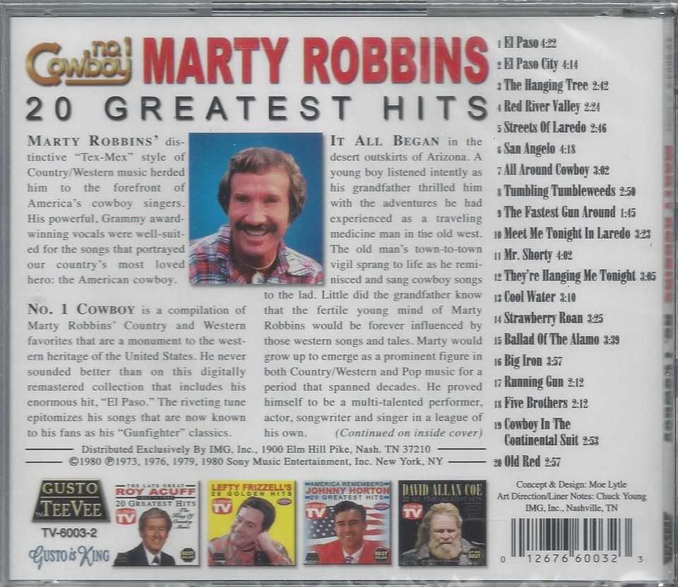 MARTY ROBBINS No. 1 Cowboy El Paso City Mr. Shorty Old Red Big Iron NEW ...