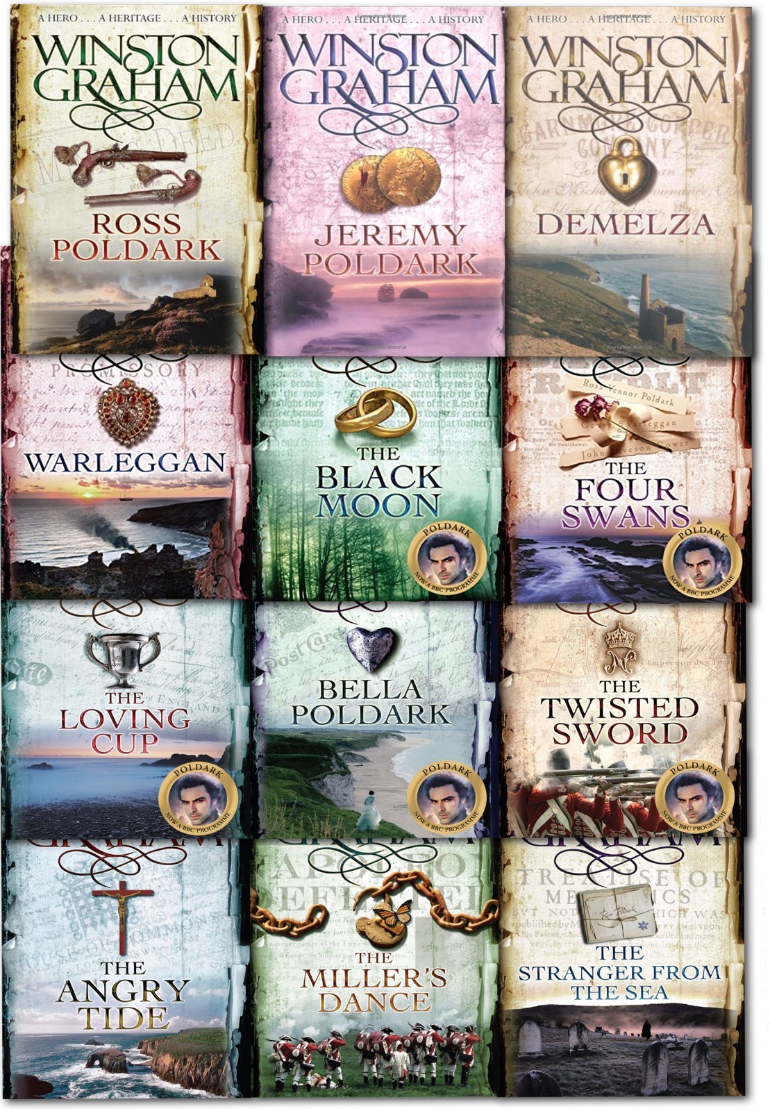 Winston Graham Poldark Series Books Collection Set A Novel of Cornwall ...