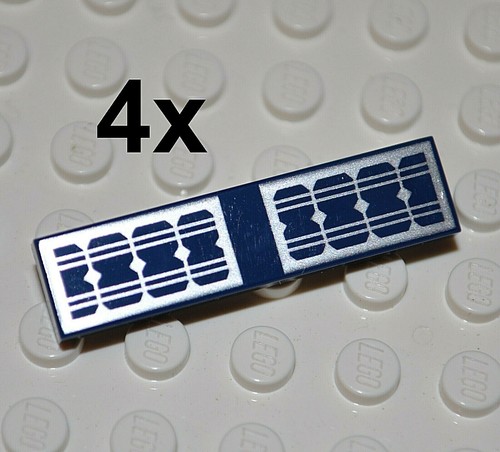 LEGO PARTS 4X DARK BLUE TILES 1X4 STUDS/SOLAR PANEL PRINT/PATTERN/FLAT ...