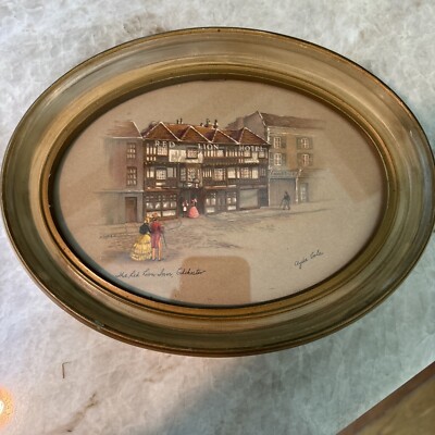1940s Vintage Victorian Artwork The Red Lion Inn Clyde Cole Oval Art | eBay