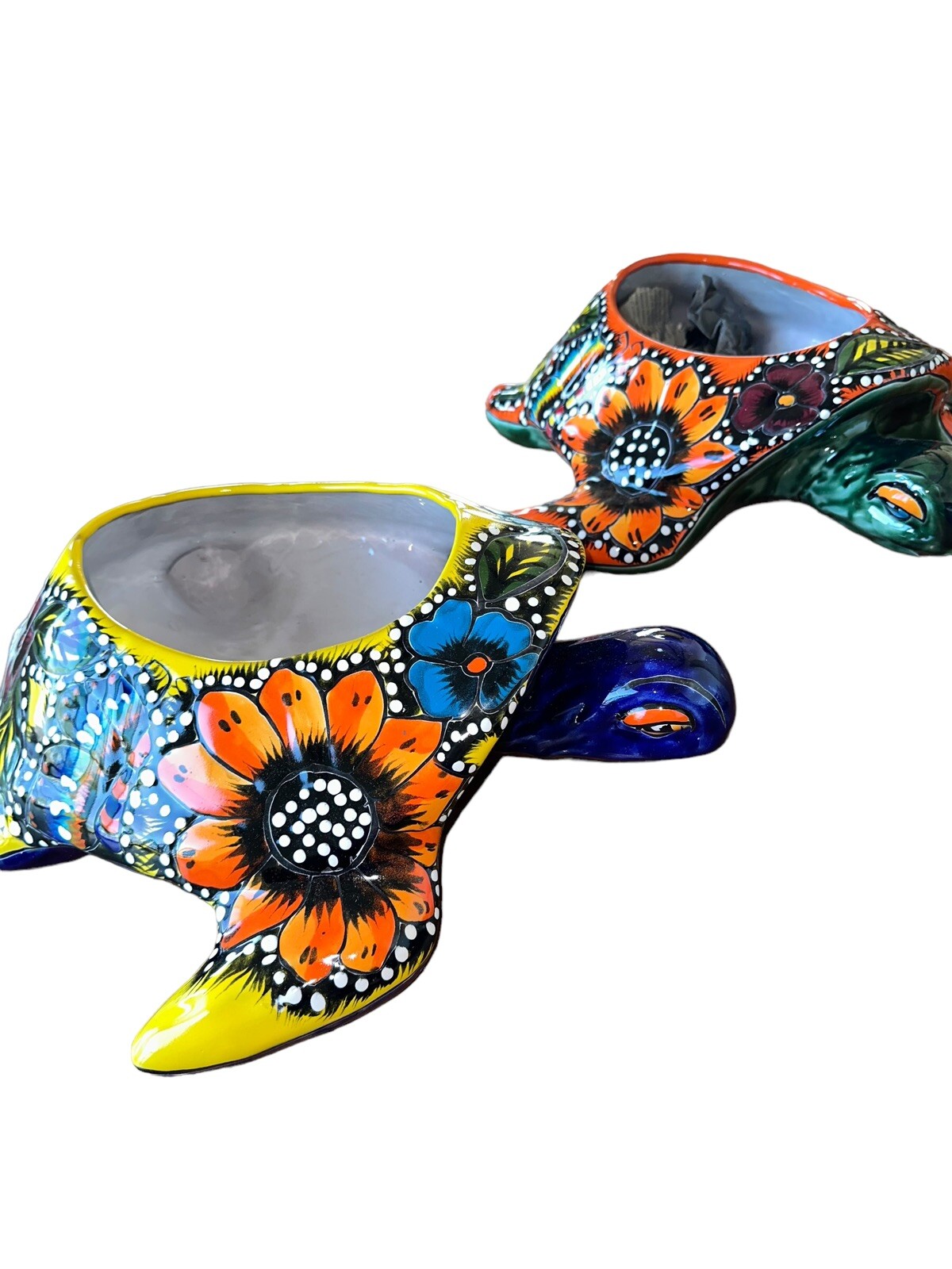 talavera Large turtle planter with Sunflower | eBay