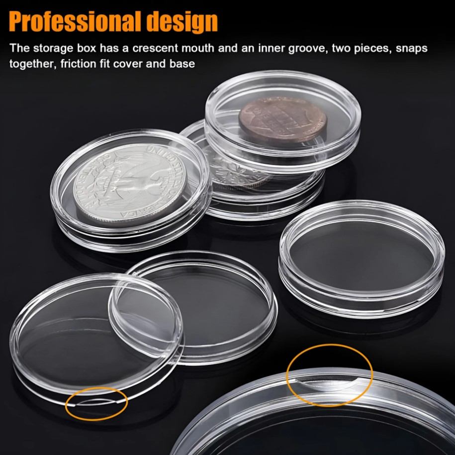 100P 38mm Coin Holder Capsule Case Storage For Morgan Peace Ike Silver ...