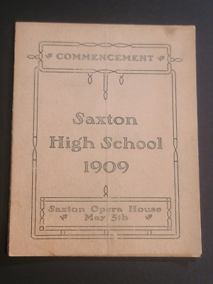 1909 Saxton High School Saxton PA Commencment Program | eBay