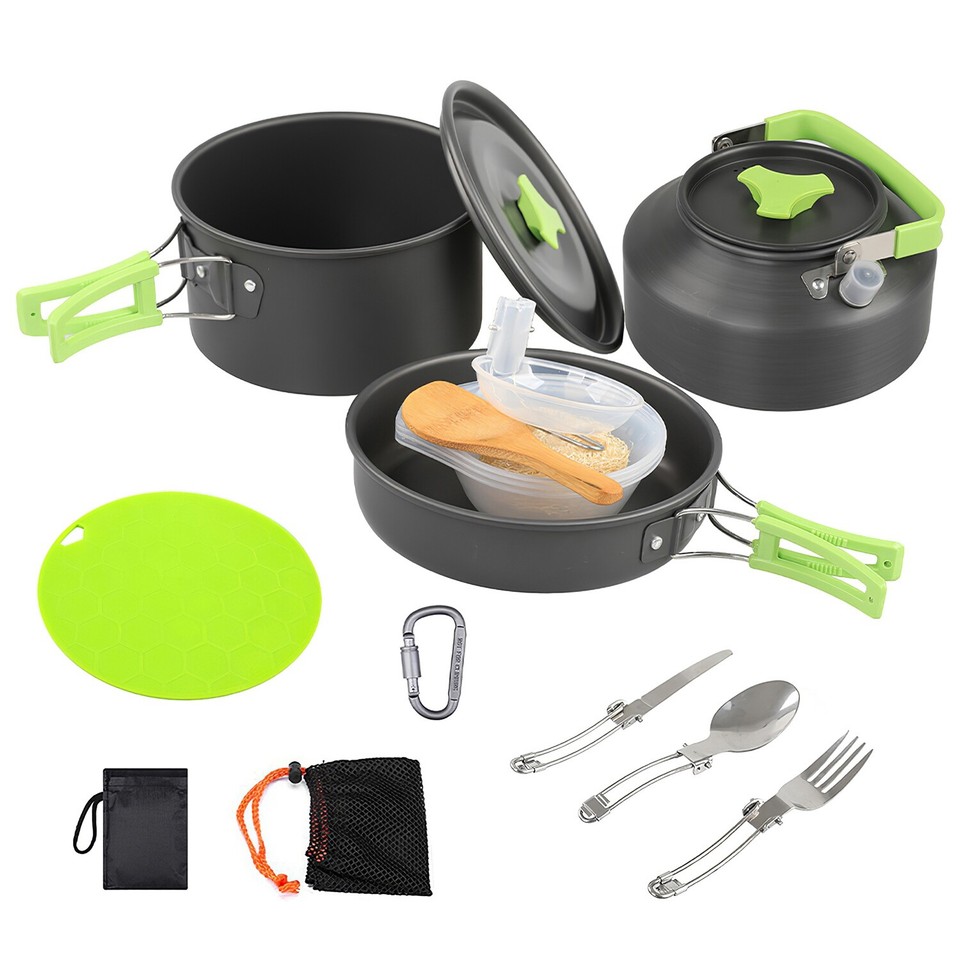 16Pcs Camping Cooking Ware Set Camping Stove Cookware Aluminum Pot Pan ...