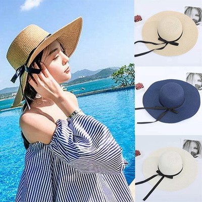 Big Foldable Sun Hat Women Summer Gifts Brim Floppy Wide Cap Beach | eBay
