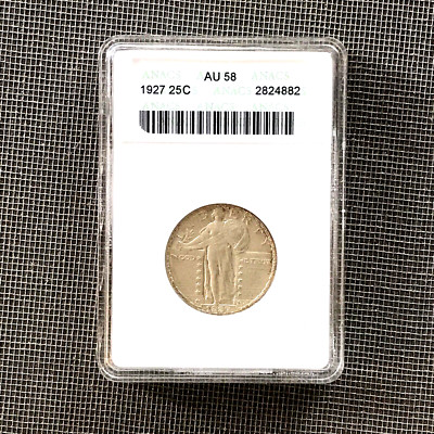 1927 P STANDING LIBERTY QUARTER 25C AU58 ANACS Soapbox Holder - U.S ...
