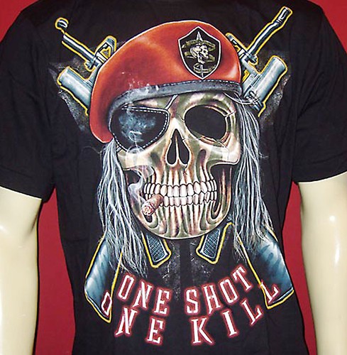 TATTOO MOTIV ONE SHOT ONE KILL T-SHIRT M L XL XXL SKULL HELLRAISER DEEP ...