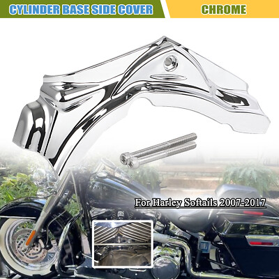 Chrome Cylinder Base Side Cover For Harley Heritage Softail FLSTC Fat ...