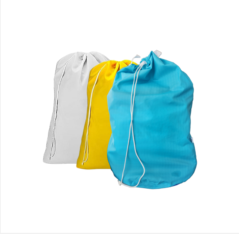 3 x Commercial Laundry Linen Bag with Drawstring & Lugs: White, Blue ...