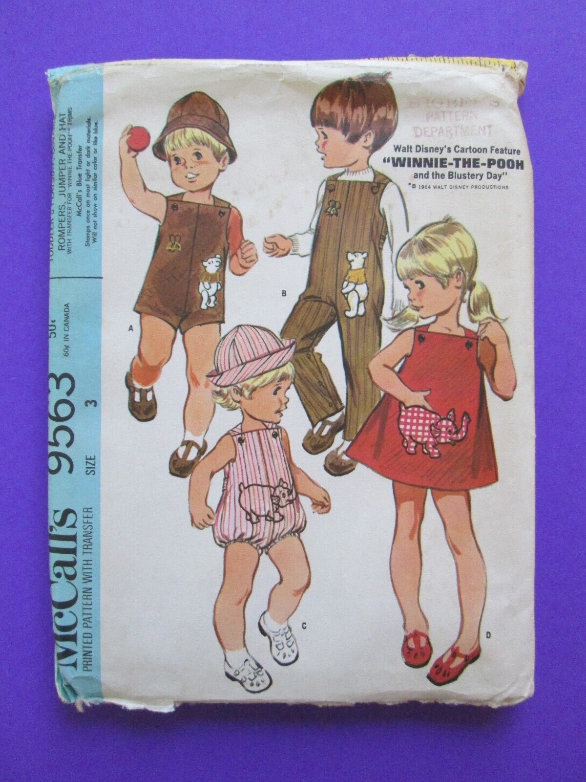 1968 McCALL'S Pattern #9563 Disney's Winnie-the-Pooh Toddlers Clothes ...