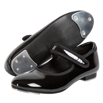 US Stock Tap Dance Shoes Black Easy Strap Tap Shoe For Girls And Boys ...