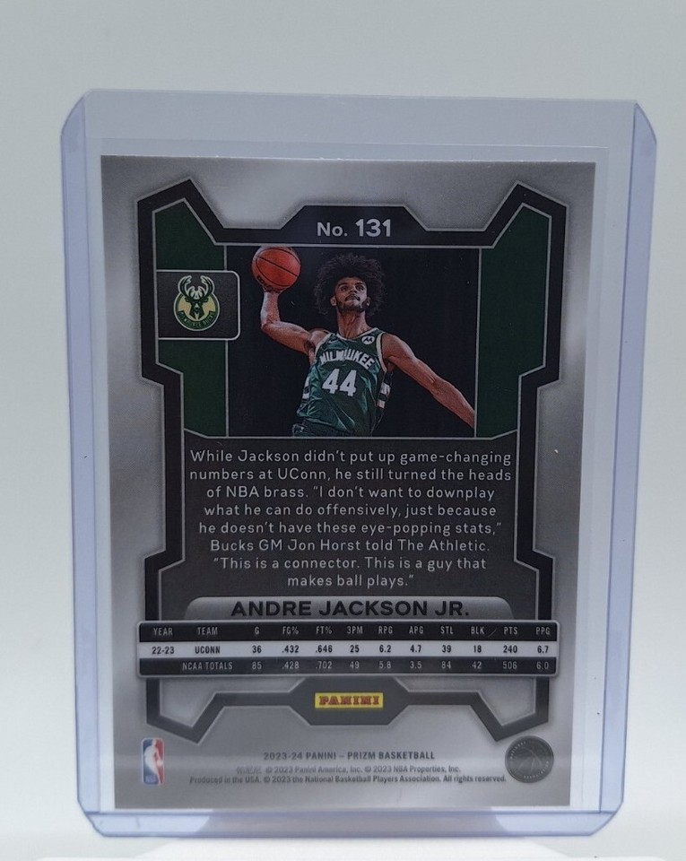 2023-24 Prizm #131 Andre Jackson Jr. Base RC Rookie Card Milwaukee ...