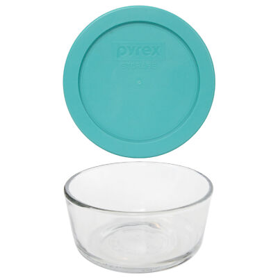 Pyrex (1) 7200 2 Cup Glass Bowl & (1) 7200-PC Turquoise Blue Lid | eBay
