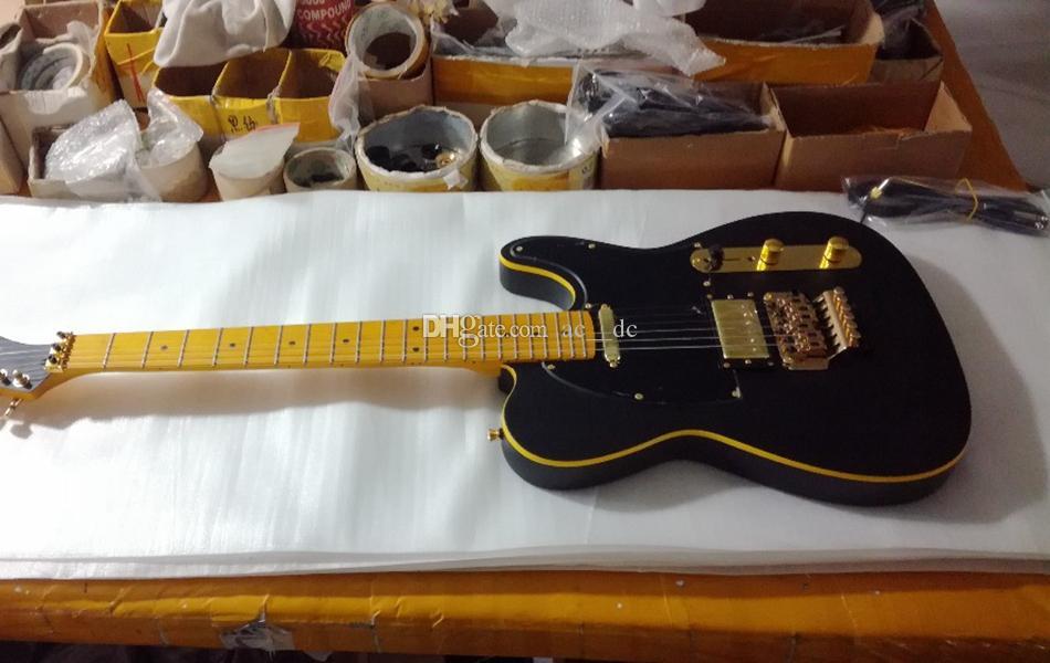 New Matte Black Electric Guitar Yellow Binding Dot Inlay Black ...