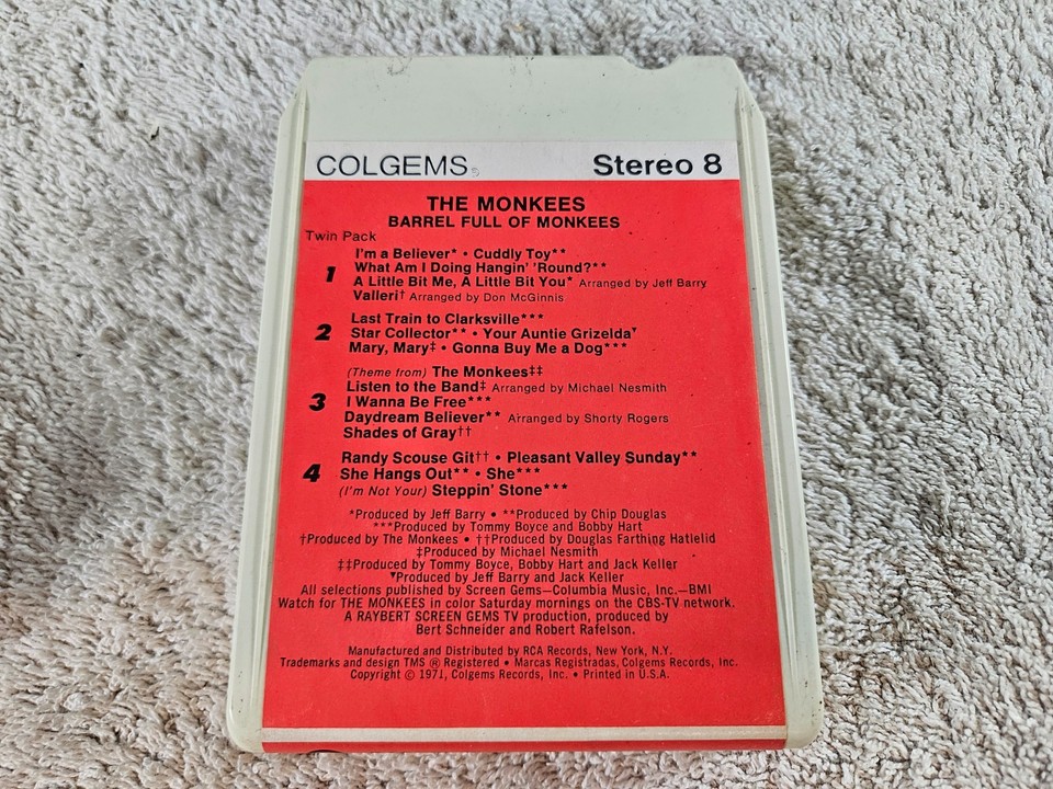 The Monkees- Barrel Full Of Monkees 8-Track. Serviced. Free Ship ...
