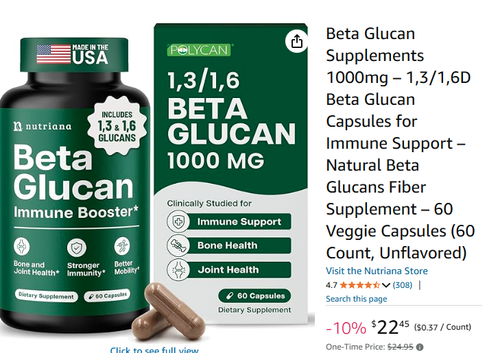 Beta Glucan Supplement 1000mg – 1,3/1,6D Beta Glucan Capsules for ...