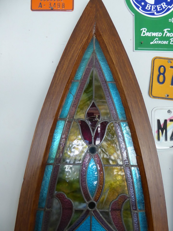 ANTIQUE CHURCH STAINED GLASS WINDOW - LATE 1800's - READY TO MOUNT ON ...