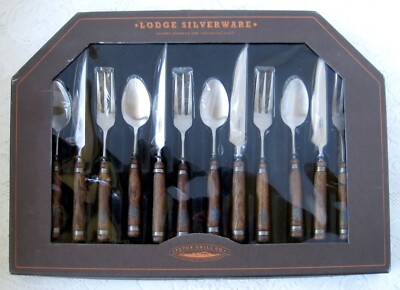 LODGE SILVERWARE Teton Grill Company Cabin Eating Utensils 12 Pc Set | eBay