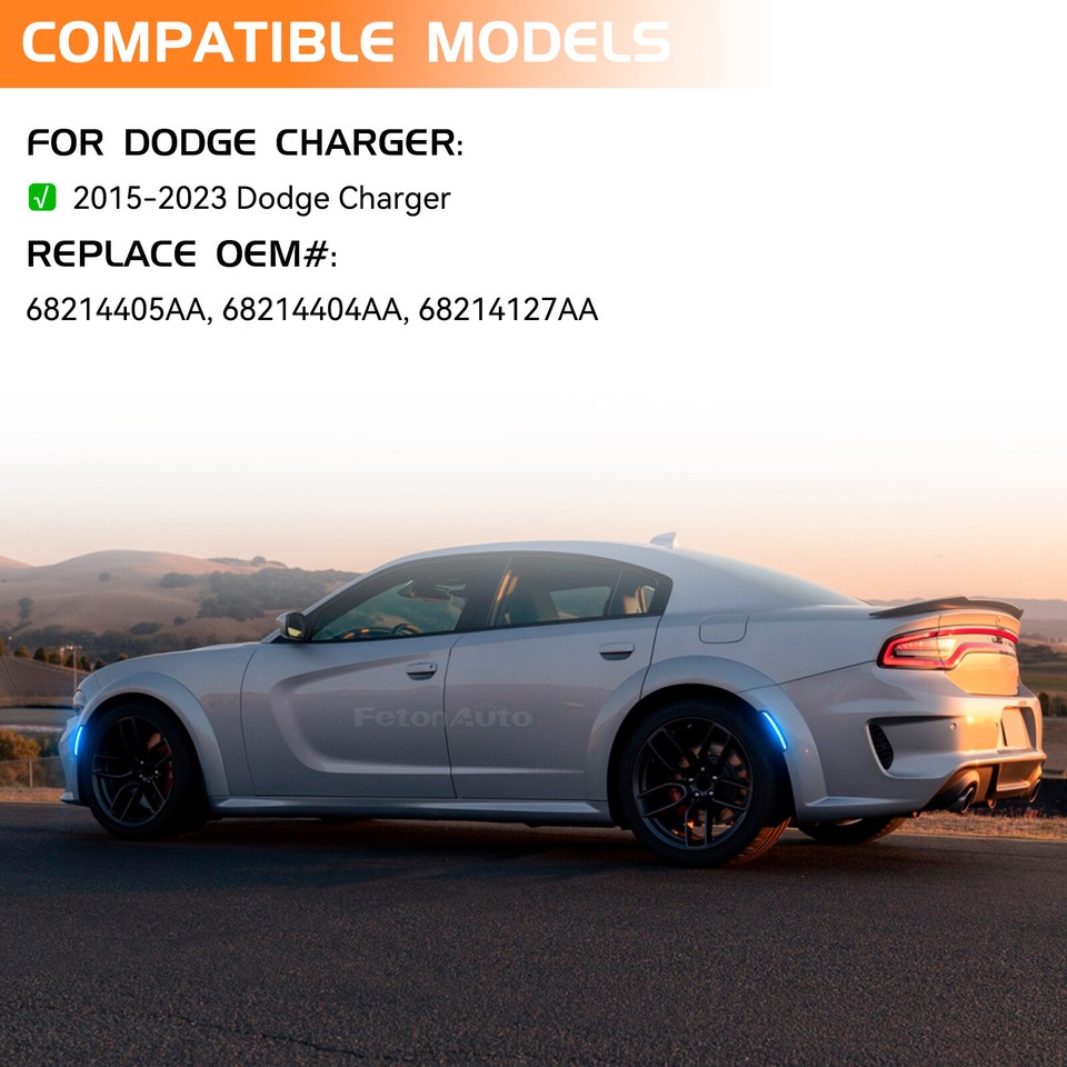 For 2015-2023 Dodge Charger 4PCS Dynamic Front Rear LED Side Marker ...