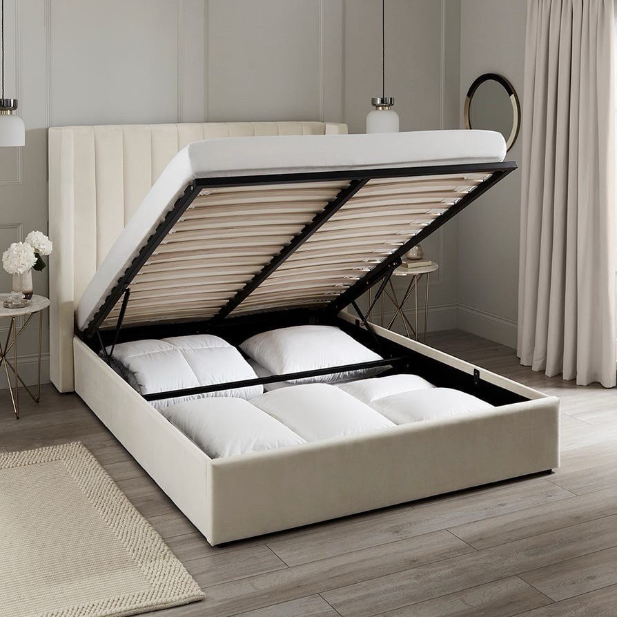 Dusk Madison Ecru Velvet Super King Ottoman Storage Bed Available October 2025 | eBay UK