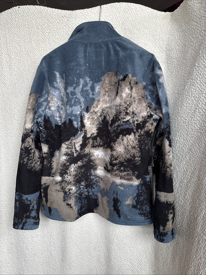 Vintage Atlas Men's Wolf Print Fleece Jacket Size L Excellent Condition ...