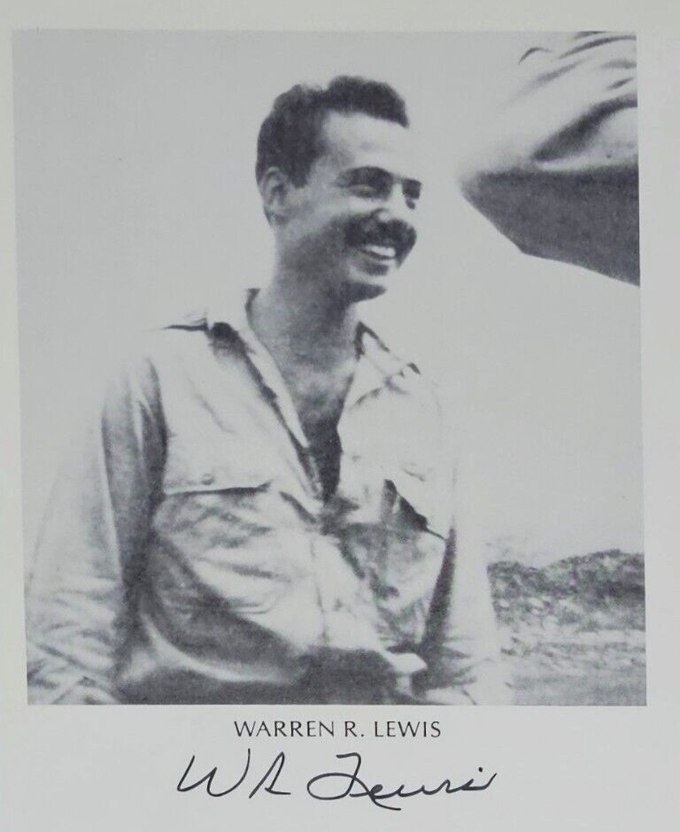 Warren Lewis signed 8x10 Bio photo P-38 Fighter Ace 7V 475thFG PAC ...