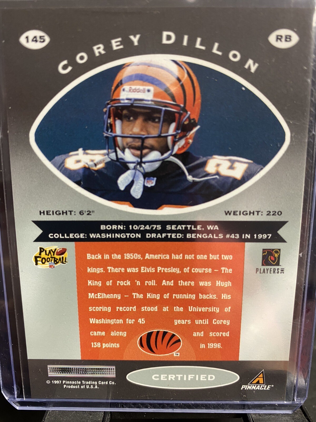 1997 Pinnacle Certified - #145 Corey Dillon (RC) for sale online | eBay