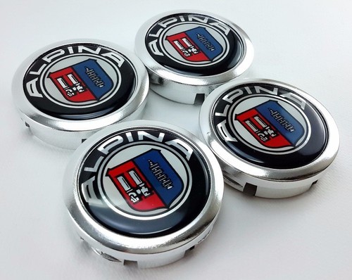Center Hub Caps Silver Chome Sticker Logo Alpina Size 56mm. Cover Wheel ...