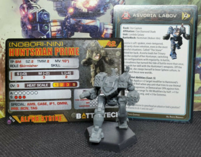 Battletech Huntsman Mech + Pilot Cards Alpha Strike Clan Heavy Battle ...