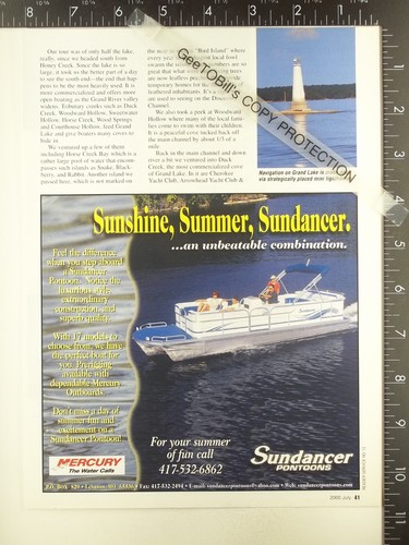 2000 ADVERTISING ADVERTISEMENT for Sundancer pontoon boat 200 ? 240 ...