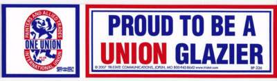 Proud To Be A Union Glazier Bumper Sticker | Union Made in USA | Vinyl ...