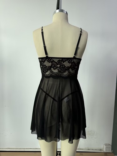 Sexy Lingerie Women Lace Dress Sleepwear See-through Babydoll G-string ...