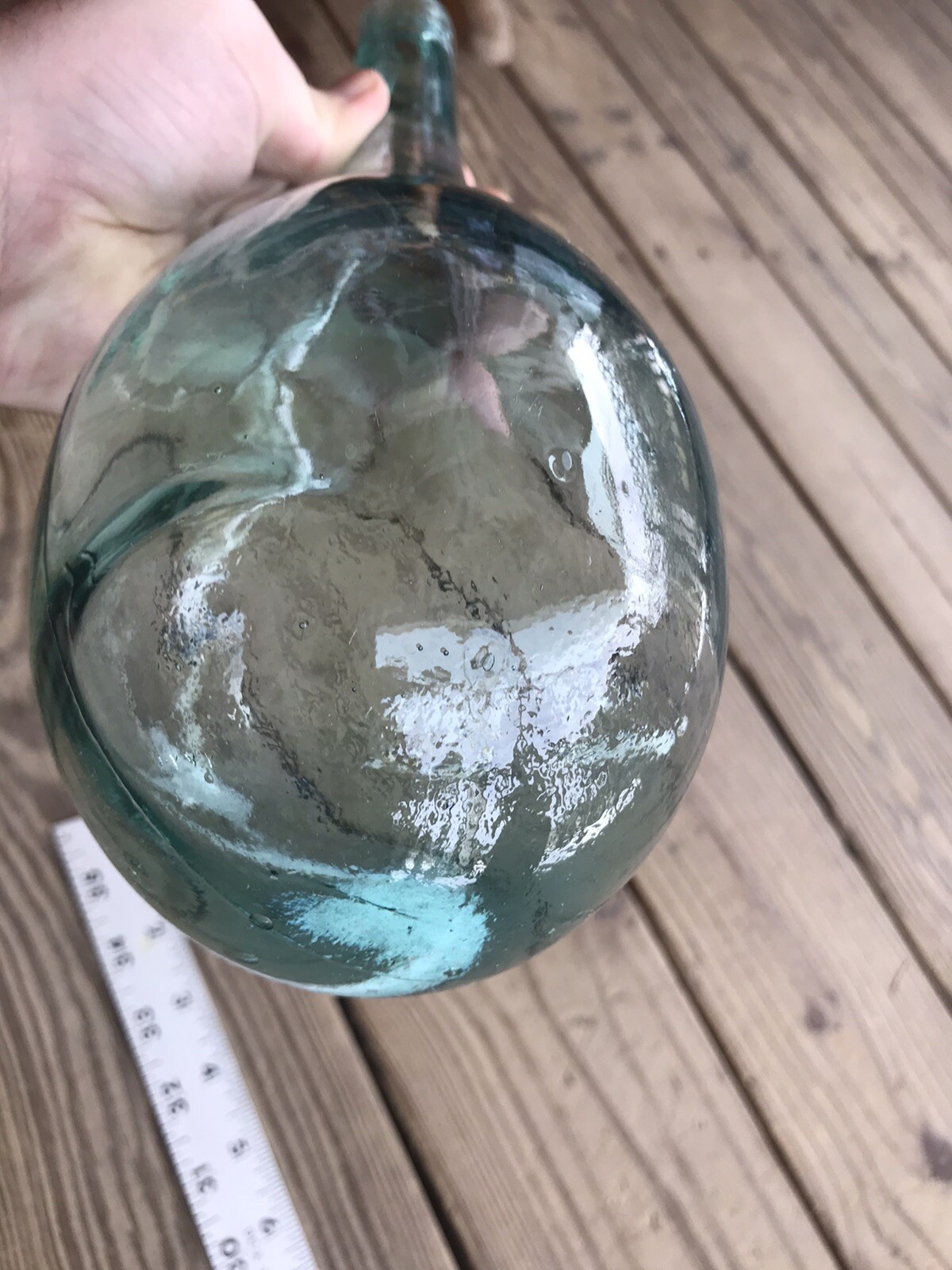 Unique Glass Ballast Torpedo Bottle Large Aqua Wine Whiskey Champagne ...