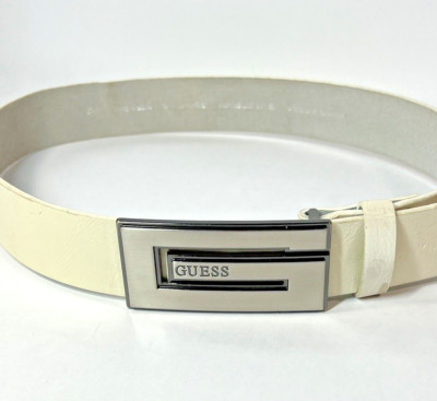 Guess 32 White Leather Lining Belt w/ Logo Buckle Style #BY2413-100 ...
