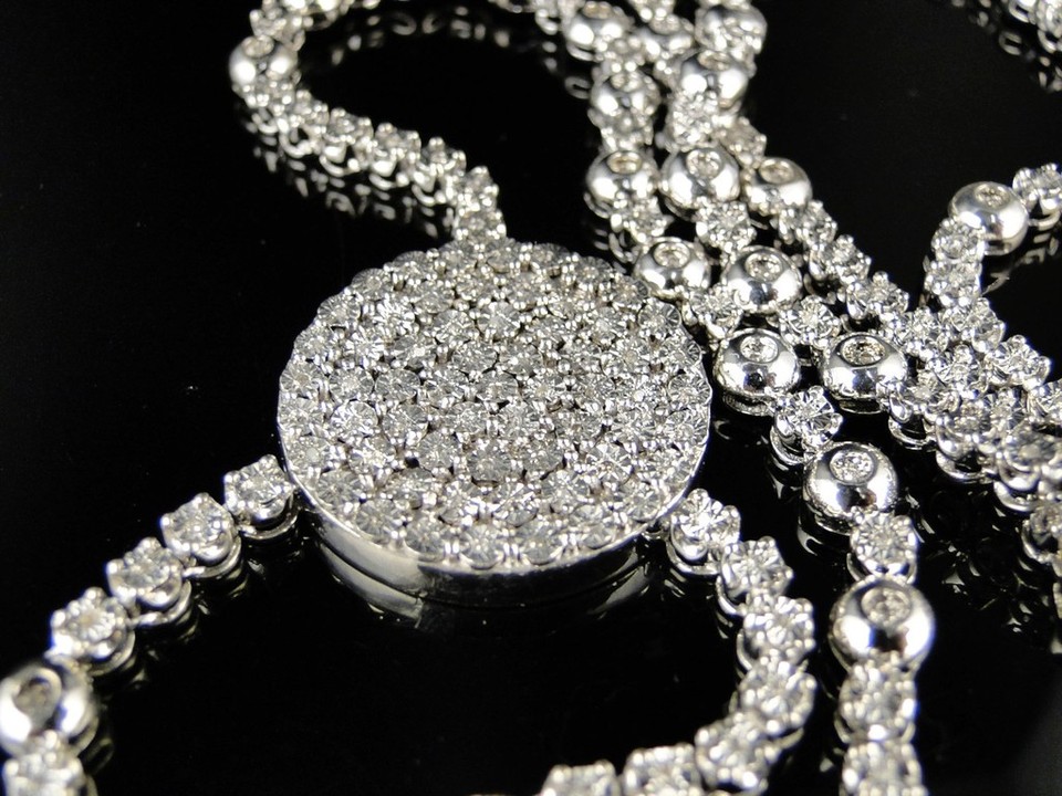 Men's White Gold Plated Rosary Diamond Chain Necklace 3C | eBay