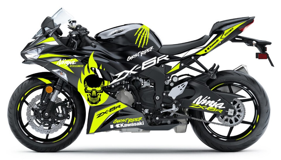 Epic Kawasaki Ninja ZX-6R Sticker Kit 2019-2020 "Ghost Rider” Yellow | eBay
