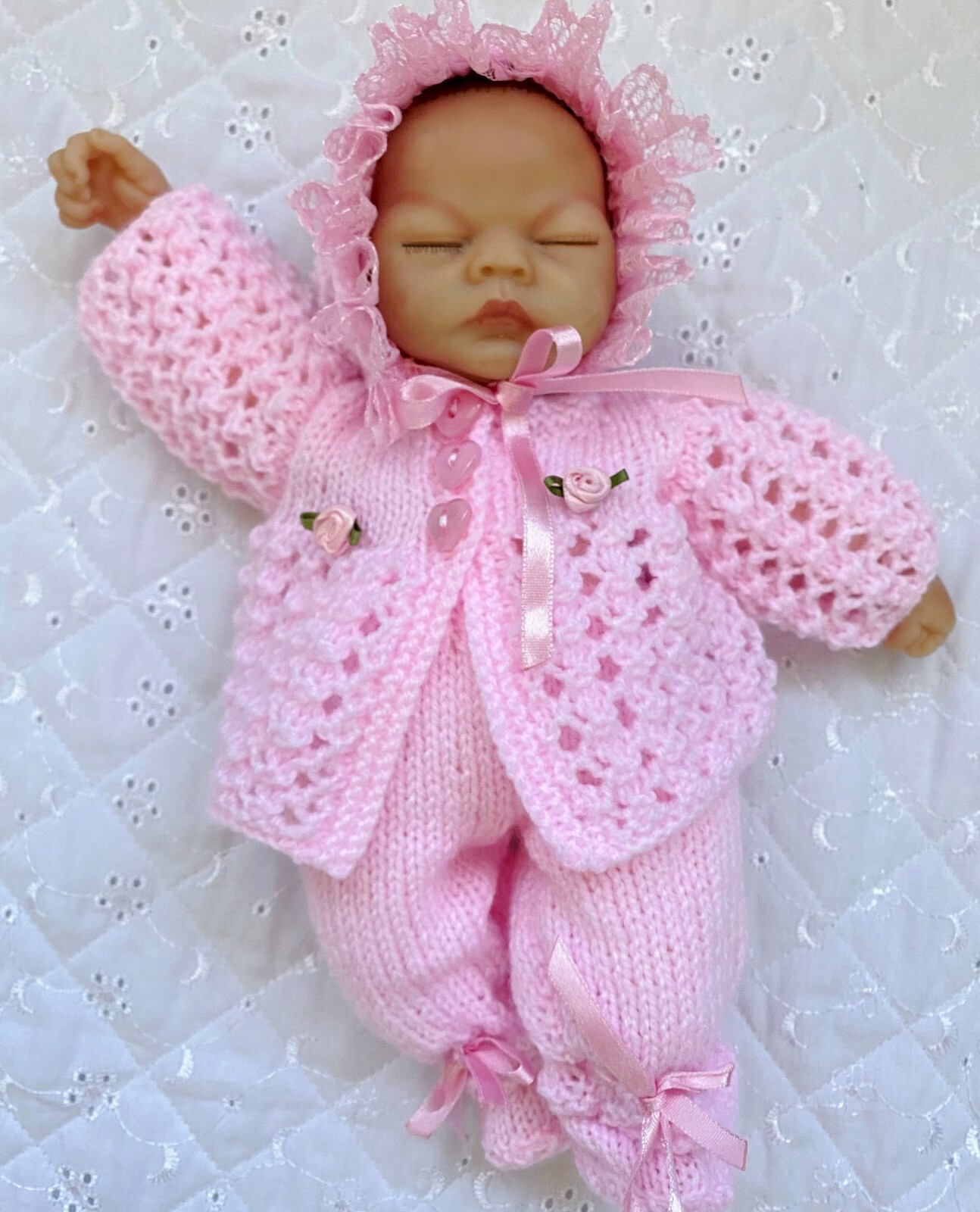Dolls clothes knitting pattern 10 inch baby Doll Prem Baby matinee ...