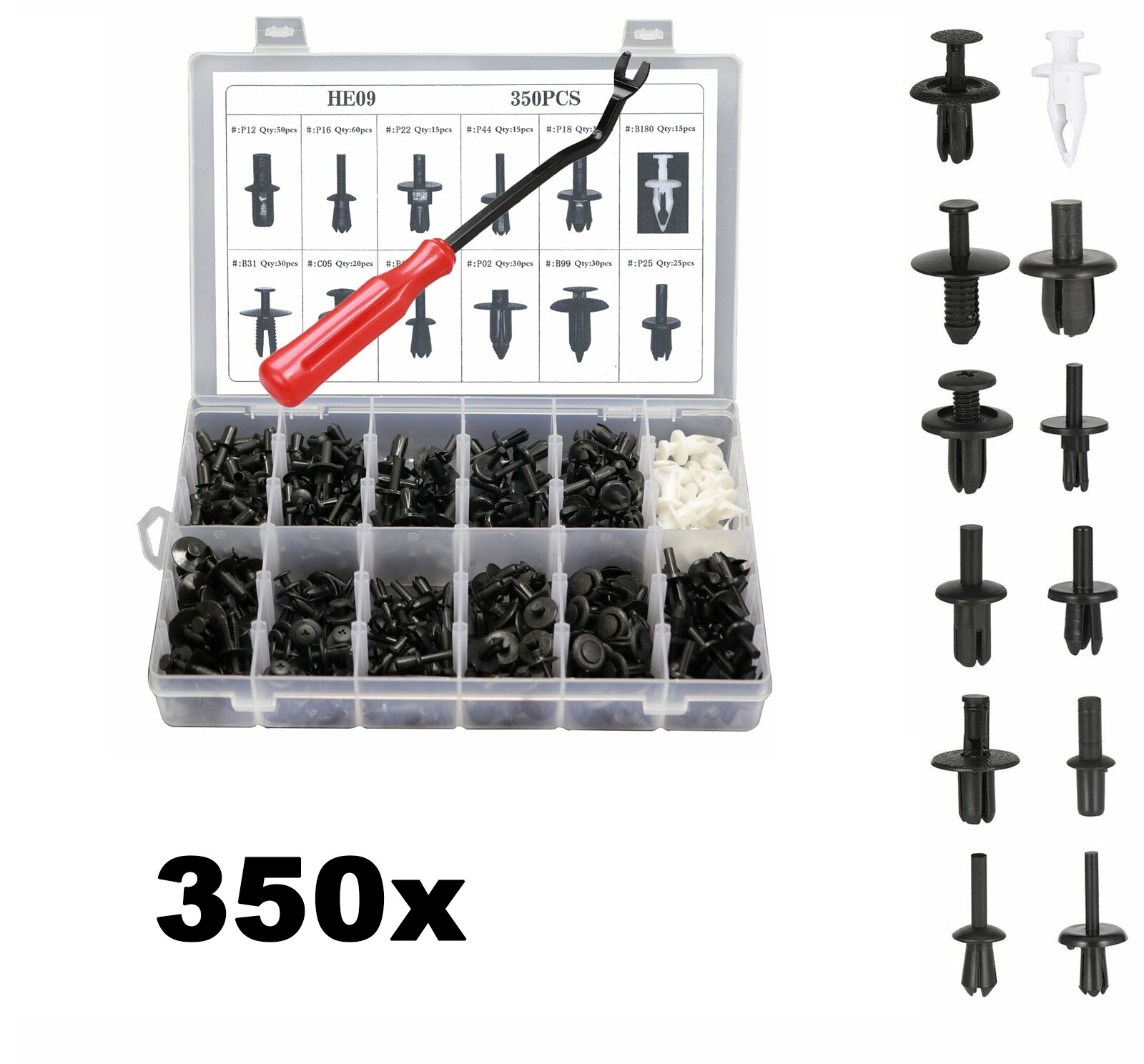 350Pcs Plastic Retainer Panel Bumper Fastener Moulding Clip Fit GM Ford ...