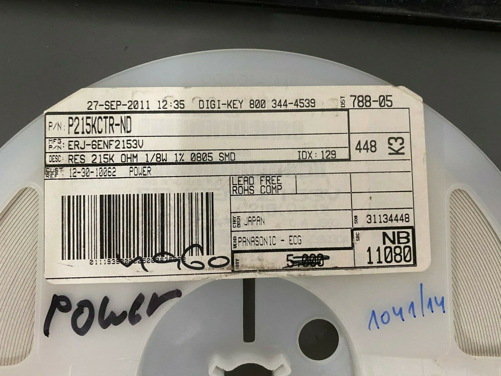 ERJ-6ENF2153V - PAN - 4960 pcs - Resistor SMD 215K OHM 1% 1/8W 0805 | eBay