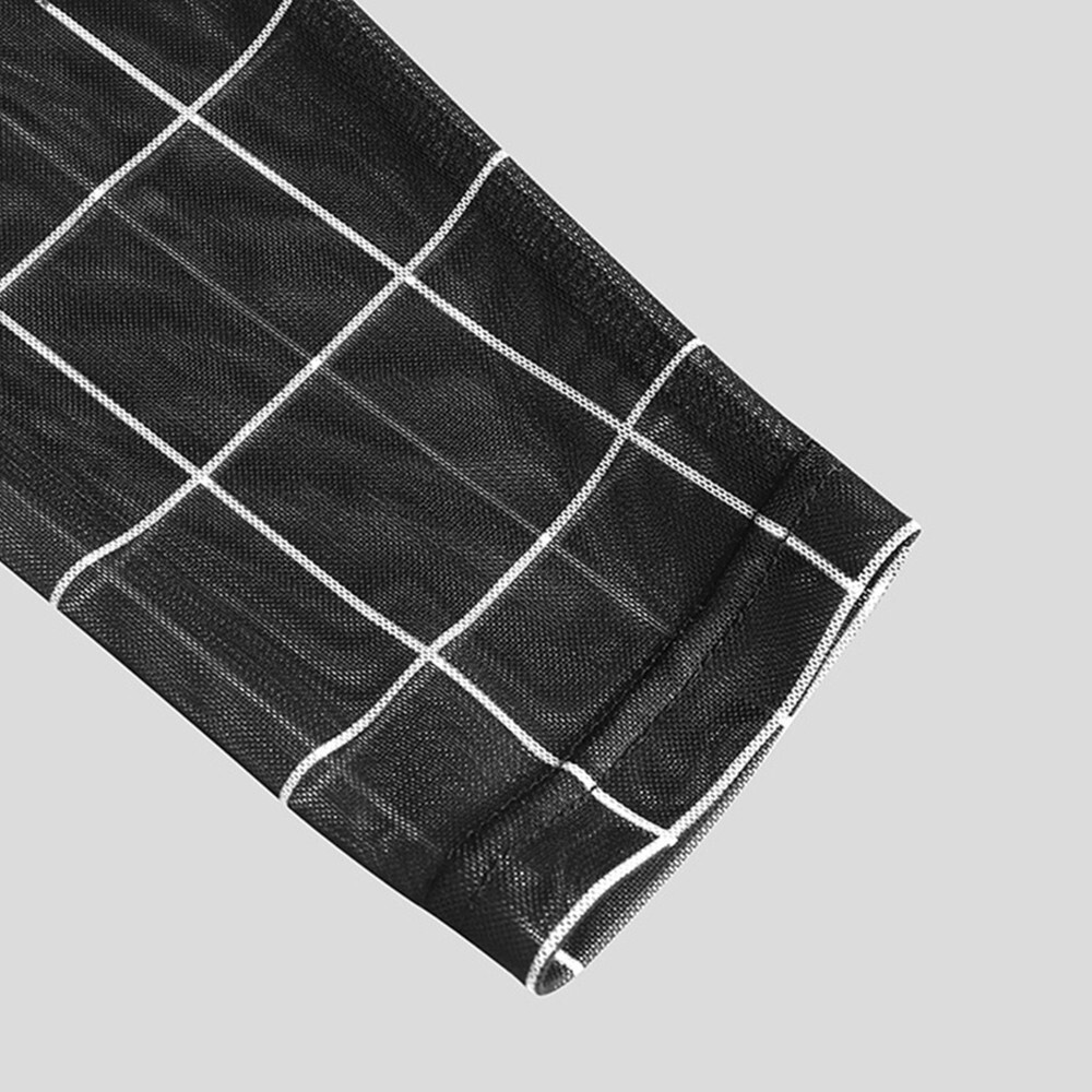 2023 Brand New Tops Male Men\'s Mesh Plaid Round Neck See-Through Sexy ...