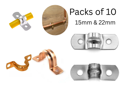 Copper Saddle Pipe Clips 15mm 22mm | Packs of 10 Pipe Fixing Brackets ...