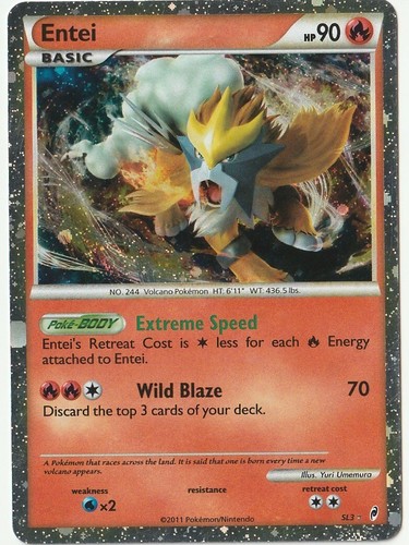 Entei SL3 HGSS Call of Legends Secret Rare Shiny Holo Foil Pokemon Car ...